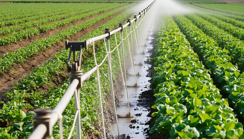 Irrigation System in a Green Field, Agricultural Technology Generative ...