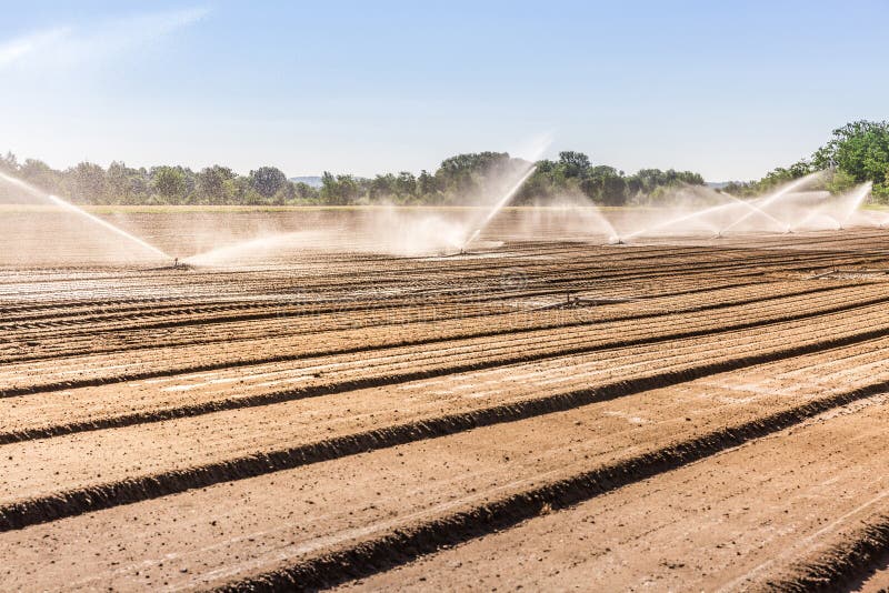 Irrigation System on a Large Farm Field Stock Photo - Image of outdoor ...
