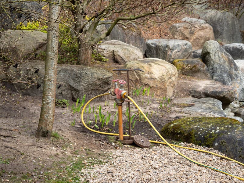 Irrigation System in the Park. Irrigation System Stock Photo - Image of ...