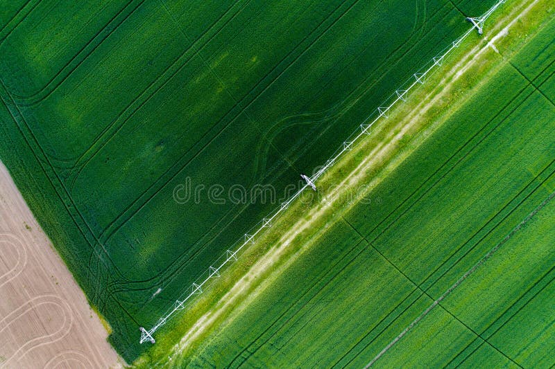 Irrigation System in Wheat Field Stock Image - Image of farmland ...