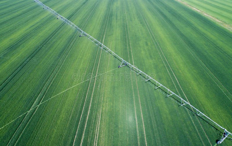 Irrigation System in Wheat Field Stock Image - Image of equipment ...