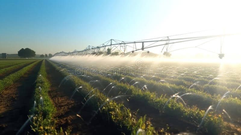 Irrigation Systems on a Farmer S Field Stock Illustration ...