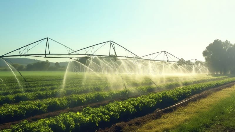 Irrigation Systems on a Farmer S Field Stock Illustration ...
