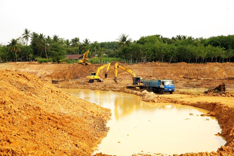 The Irrigation Water Reservoir Under Construction. Stock Photo - Image ...