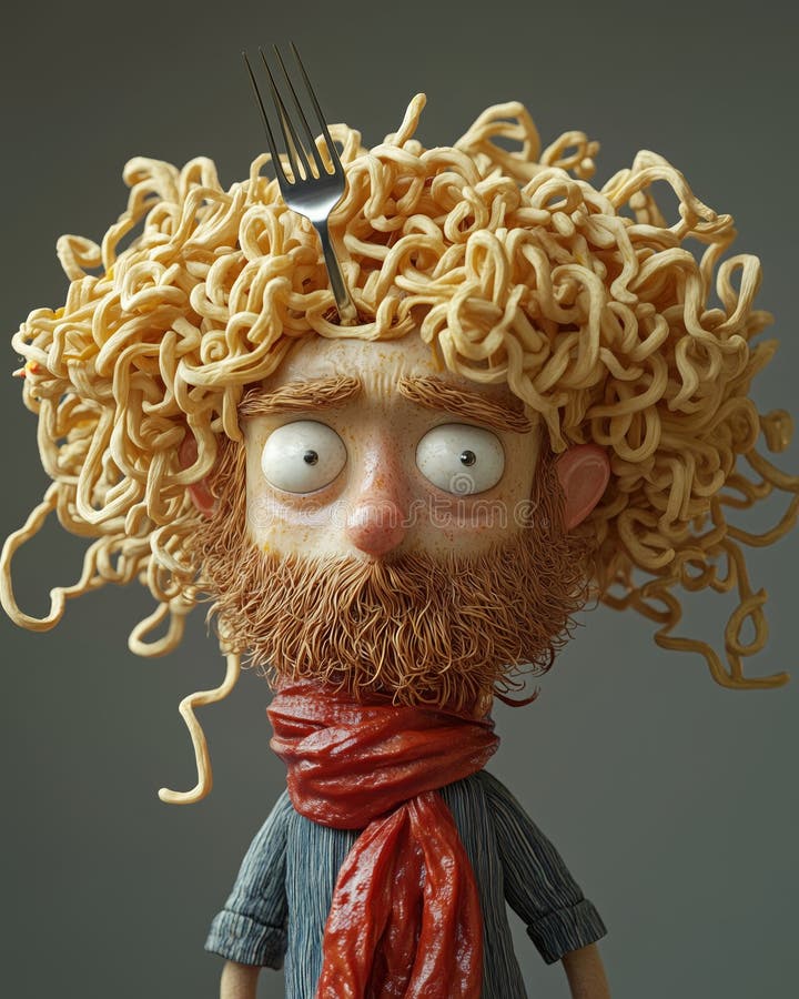 Irritable Anthropomorphic Character Noodle Hair Fork Expression Stock Photos - Free & Royalty ...