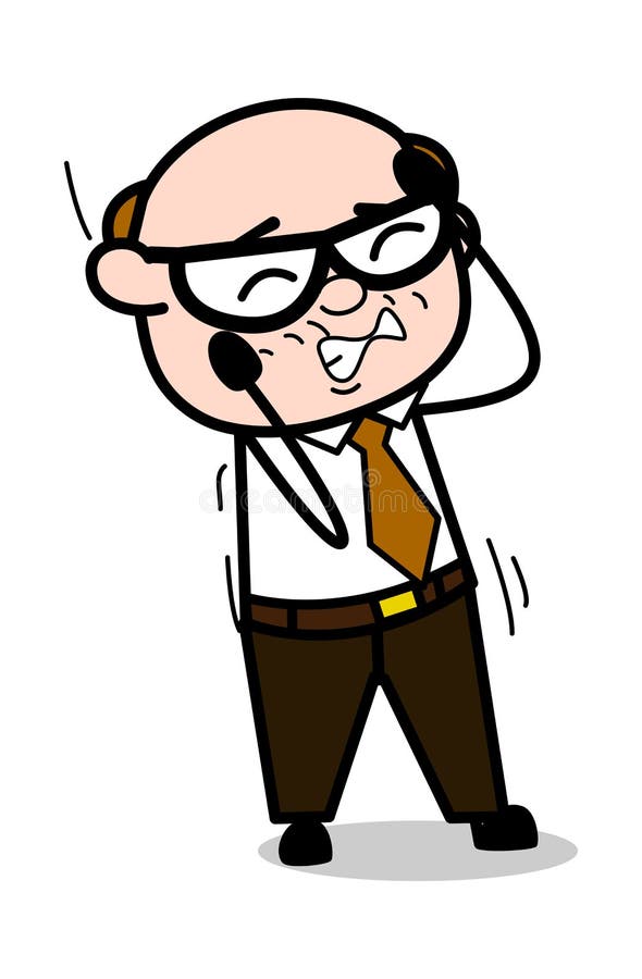 Irritated - Retro Cartoon Office Old Boss Man Vector Illustration Stock ...