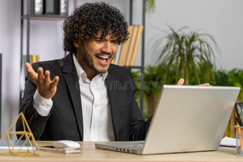 Irritated Tired Businessman Working on Laptop Website Problem, Computer ...