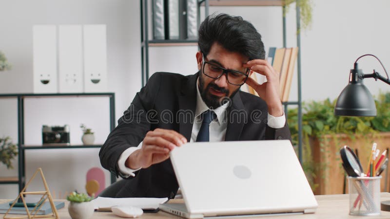 Irritated Tired Businessman Working on Laptop Website Problem, Computer ...