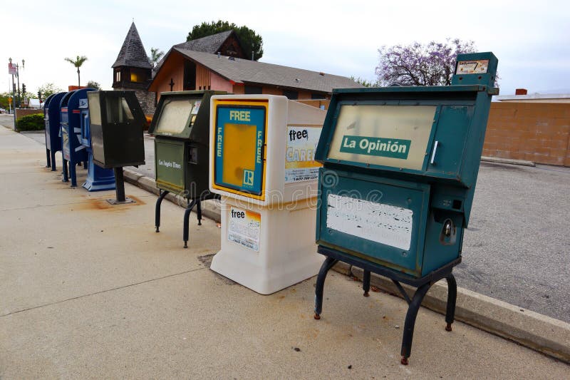 Newspapers vending boxes editorial stock image. Image of journalist ...