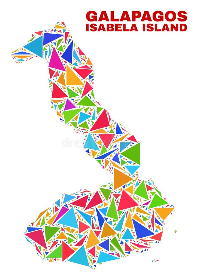 Isabela Island of Galapagos Map - Mosaic of Color Triangles Stock ...