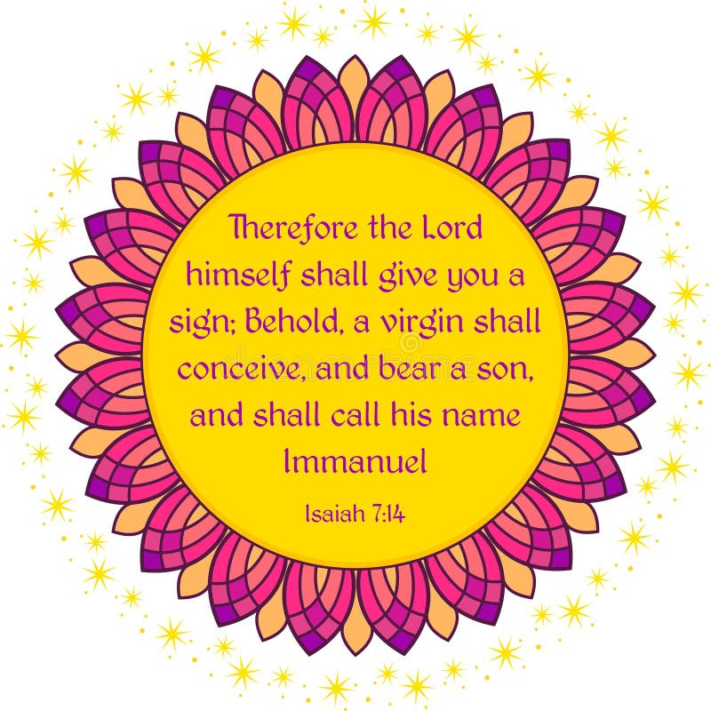 Isaiah 7:14 Colored Decorative Biblical Verse Stock Illustration ...