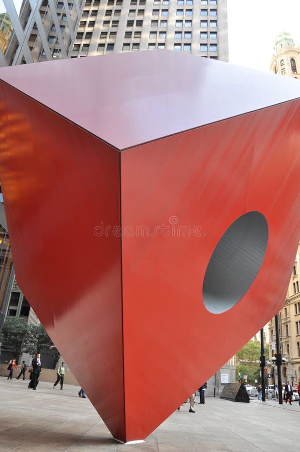 Isamu Noguchi s Red Cube editorial stock photo. Image of grey - 74635163