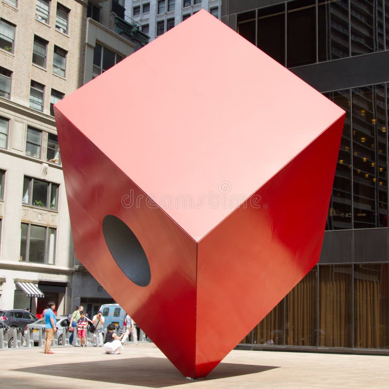 Isamu Noguchis Red Cube, New York City Editorial Stock Photo - Image of ...