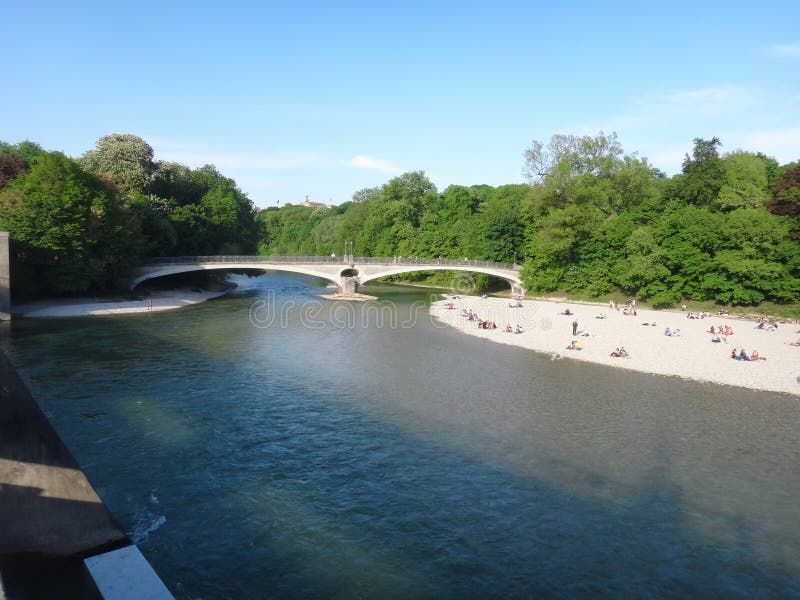 Isar stock image. Image of bridge, landscape, view, munich - 56318851