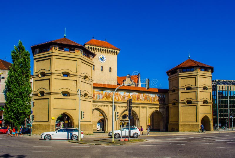 The Isartor Gate of the Medieval City Wall in Munich, Germany...IMAGE ...