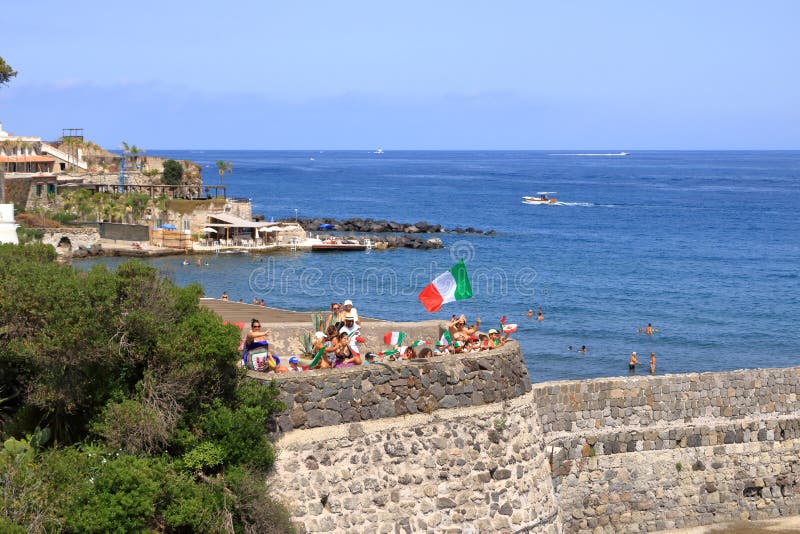 Ischia Porto in Italy, Harbor District Editorial Stock Image - Image of ...