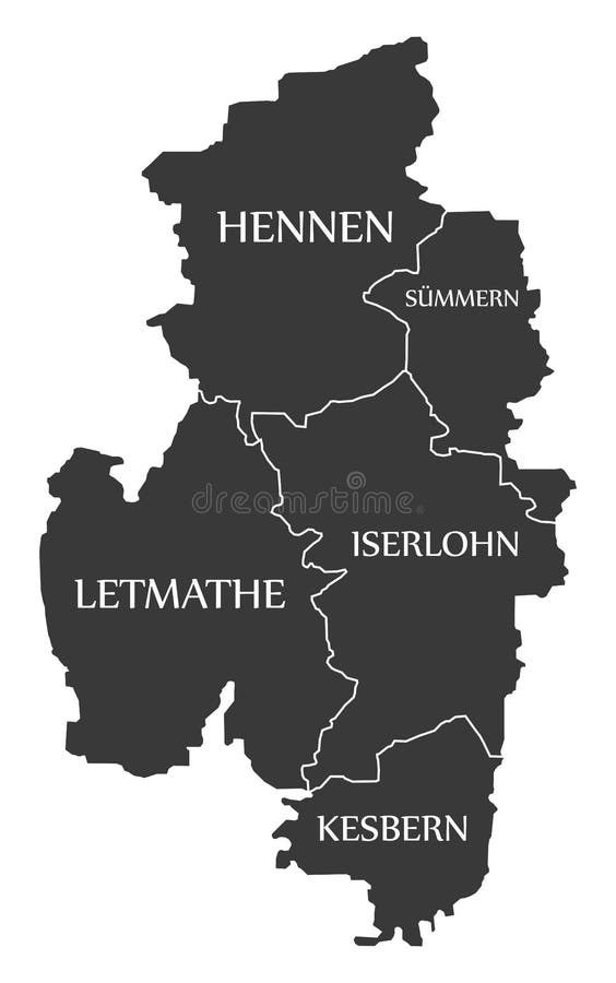 Iserlohn City Map Germany DE Labelled Black Illustration Stock Vector ...