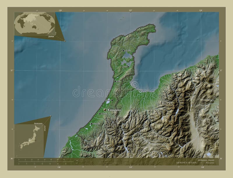 Ishikawa, Japan. Wiki. Labelled Points of Cities Stock Illustration ...