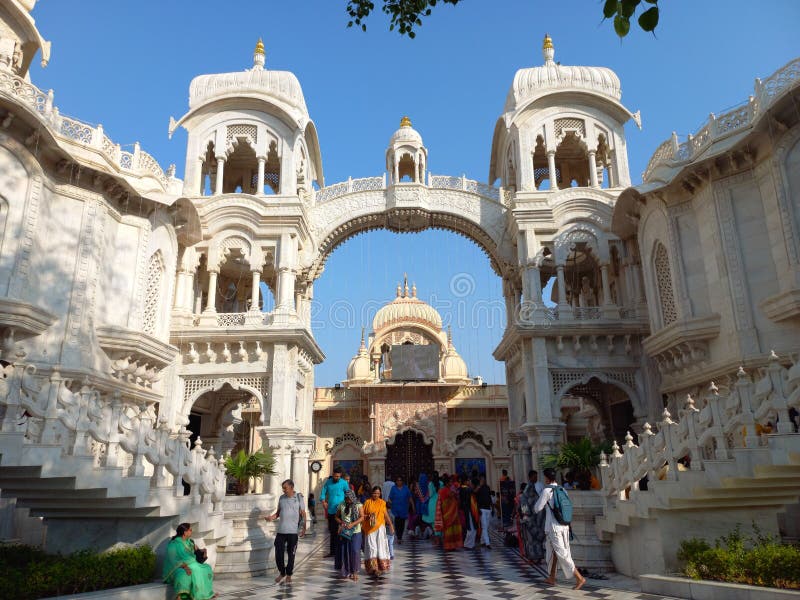 Iskcon Temple vrindavan stock image. Image of uttar - 259469515