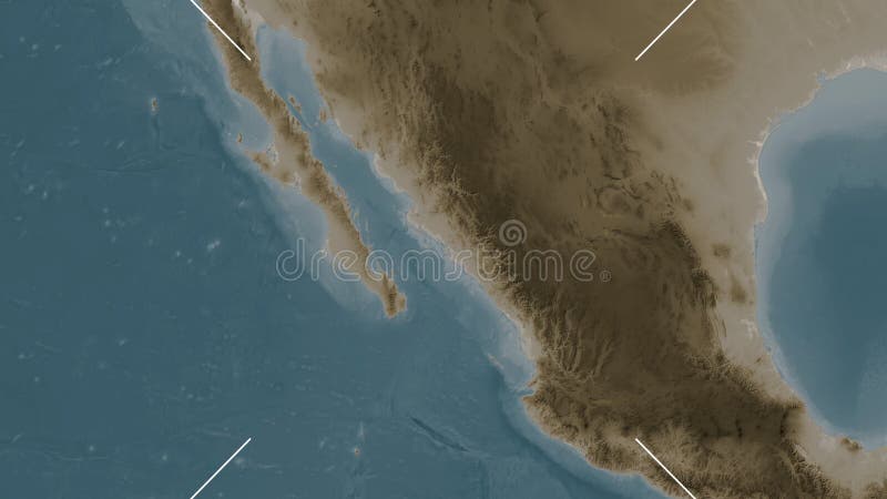 Isla Altamura Island in the Gulf of California. Sepia Map. Slide Stock ...