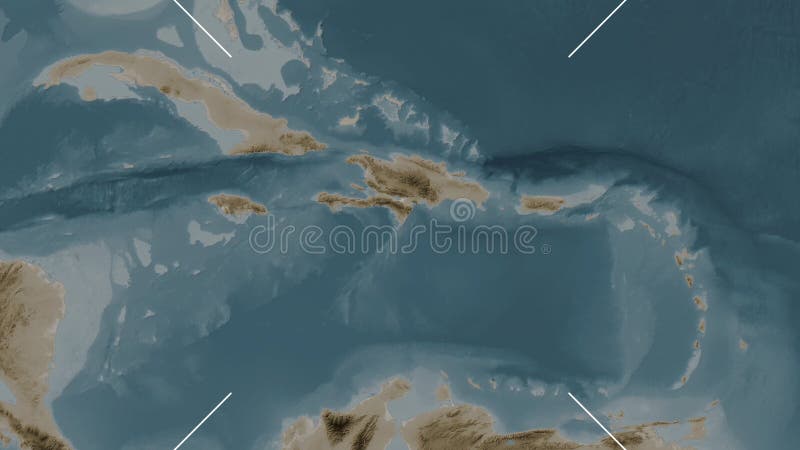 Isla Beata Island in the Caribbean Sea. Sepia Map. Slide Stock Footage ...
