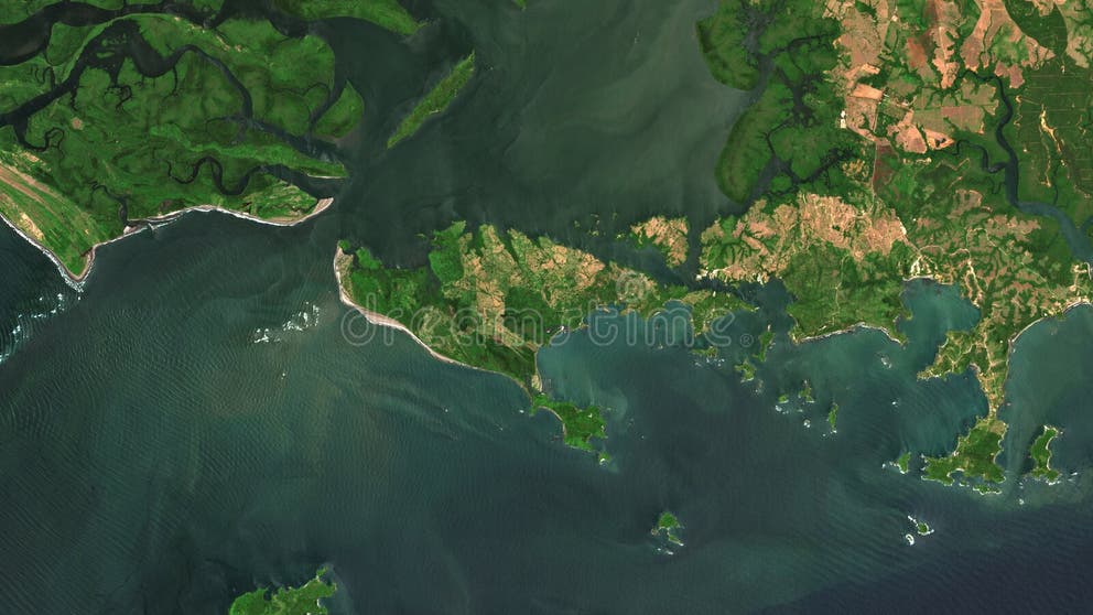 Isla Boca Brava in the North Pacific Ocean on a Satellite Image Stock ...