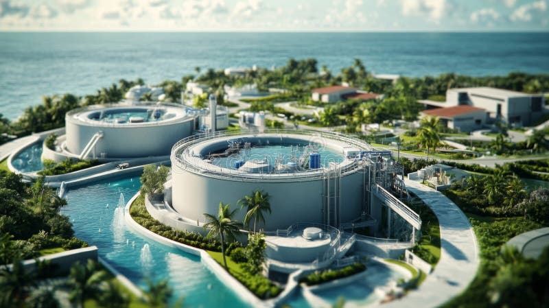 Isla Costera Resort Con Modernos Edificios De Color Gris Y Agua Azul ...