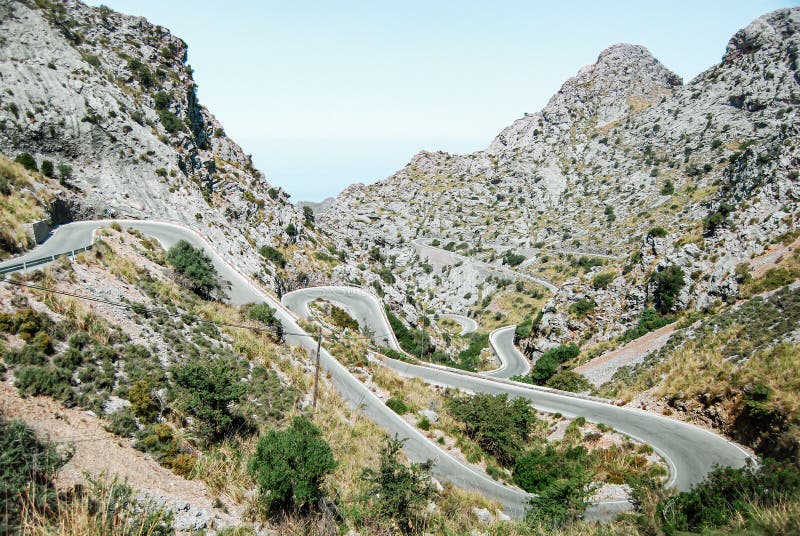 Isla de Mallorca, road stock image. Image of hill, cliff - 183431881