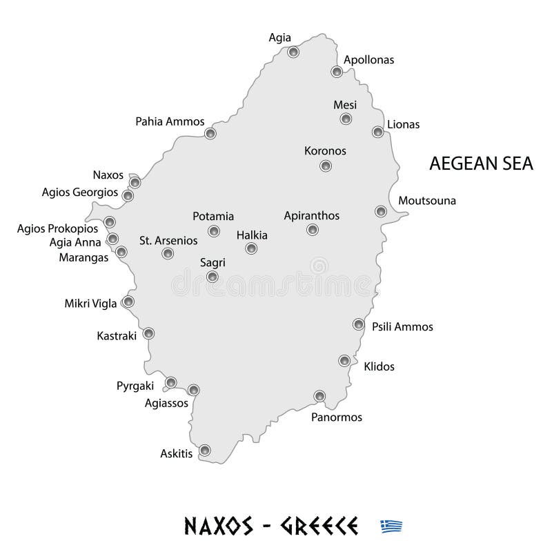 Isla De Naxos En El Ejemplo Blanco Del Mapa De Grecia Ilustración del ...