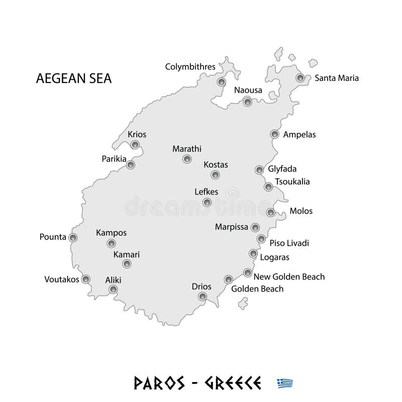 Isla De Paros En El Ejemplo Rojo Del Mapa De Grecia Ilustración del ...