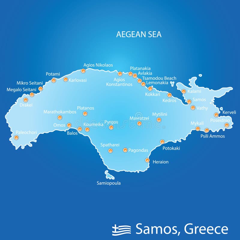 Isla De Kos En El Mapa De Grecia En El Fondo Blanco Ilustración del ...