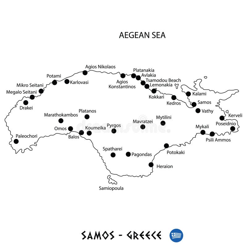 Isla De Samos En El Mapa De Grecia En El Fondo Blanco Ilustración del ...