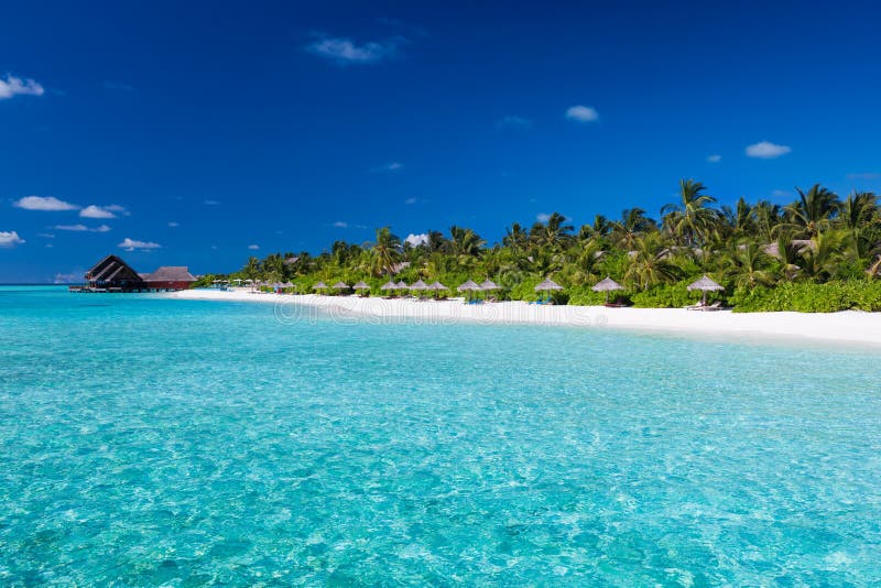 Isla Tropical Con La Playa Arenosa Imagen de archivo - Imagen de ...