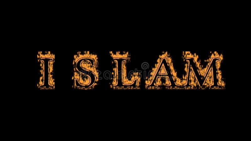 Islam Fire Text Effect Black Background Stock Footage - Video of ...