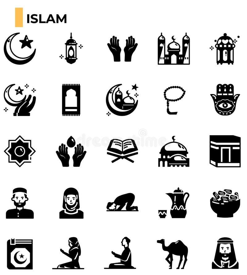 Islam icon set stock vector. Illustration of prayer - 229814809