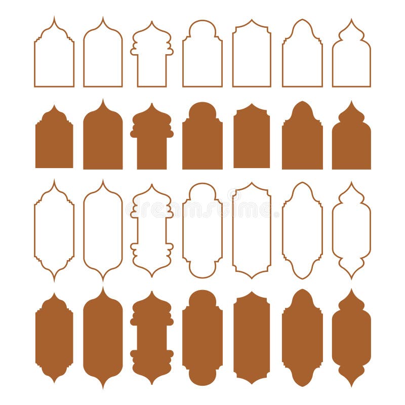 Islam Mosque Windows and Arches Vector Illustration Set. Stock Vector ...