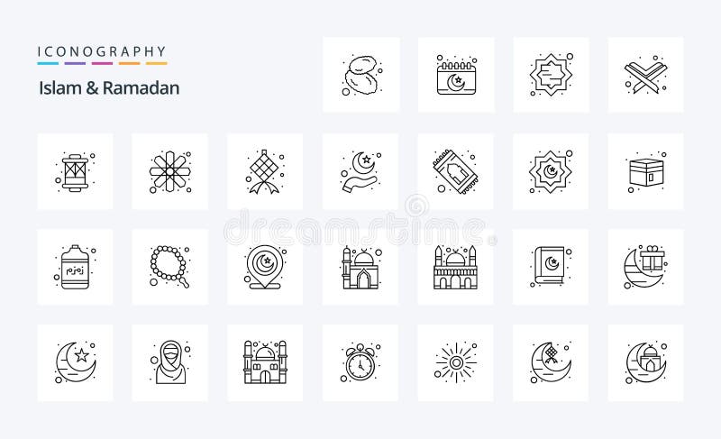 25 Islam and Ramadan Line Icon Pack. Vector Icons Illustration Stock Vector - Illustration of ...