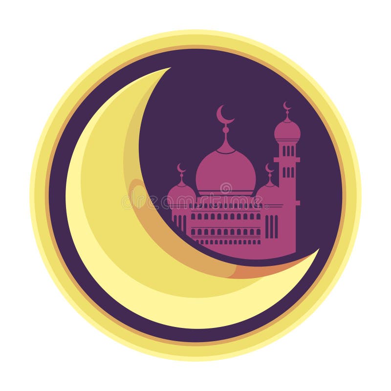 Islam Scene with Crescent Moon Stock Vector - Illustration of mosque ...