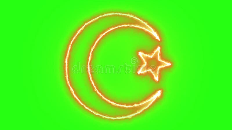 Islam Symbol Burning in Flames in Green Screen Background Stock Video ...