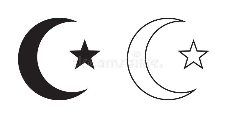 Islam Symbol. Islam Icon in Two Style. Crescent Moon and Star. Stock ...