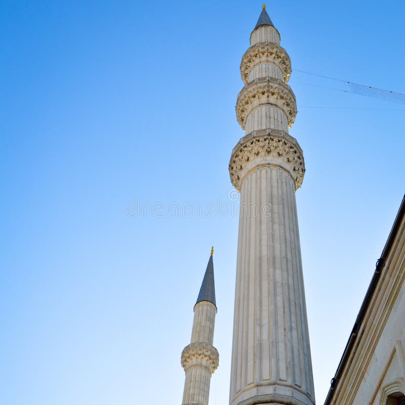 Mosque Minaret and Blue Sky. Dome, Design. Stock Photo - Image of ...