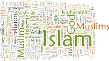 Islam word cloud stock illustration. Illustration of middle - 9958714