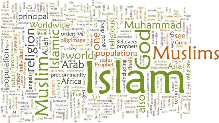 Islam word cloud stock illustration. Illustration of middle - 9958714