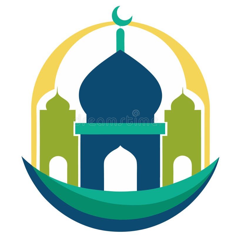 Islamic Mosque Design Illustration Blue Green Yellow Hues Perfect for ...