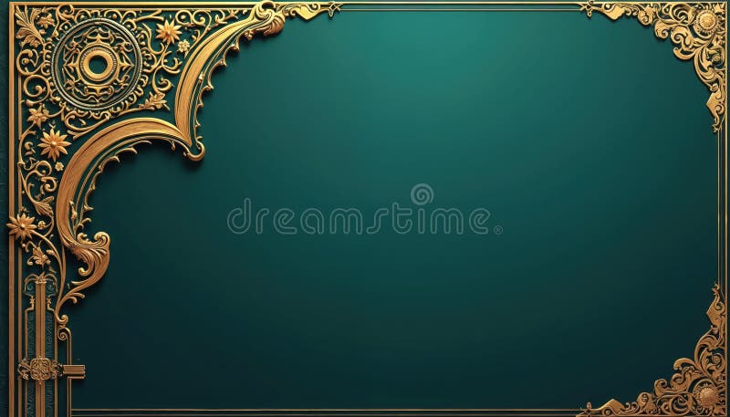 Islamic Arabesque Ornament Border on Gold Background. Elegant Arabic ...