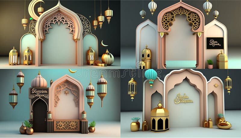 Islamic Stage Background Pastel Color Abstract Template Print Stock ...
