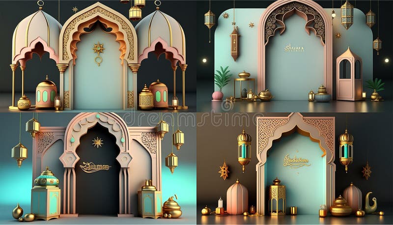 Islamic Stage Background Pastel Color Abstract Template Print Stock ...