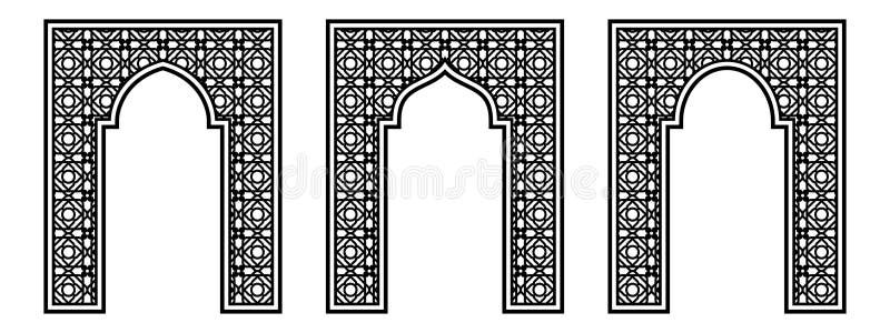 Islamic Arch Frame with Mashrabiya Design and Geometric Pattern ...