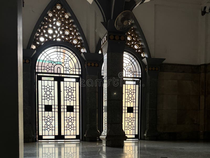 Islamic Arched Windows with Geometric Patterns Stock Image - Image of ...