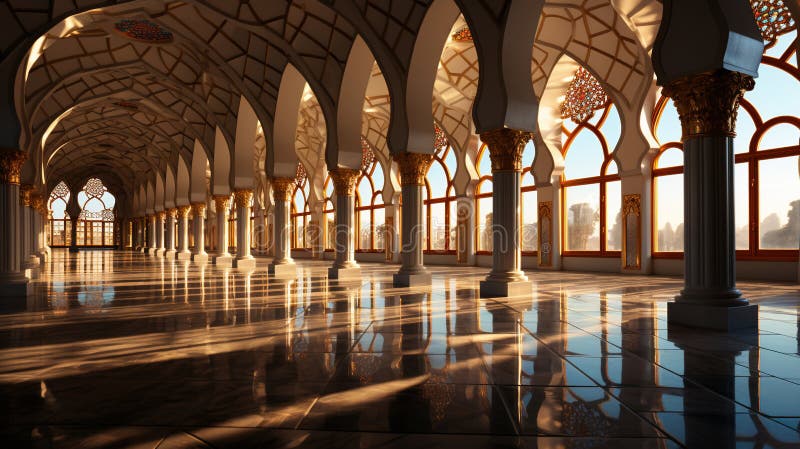 Islamic Architectural Mosque Inside Archway on Defocused Background ...